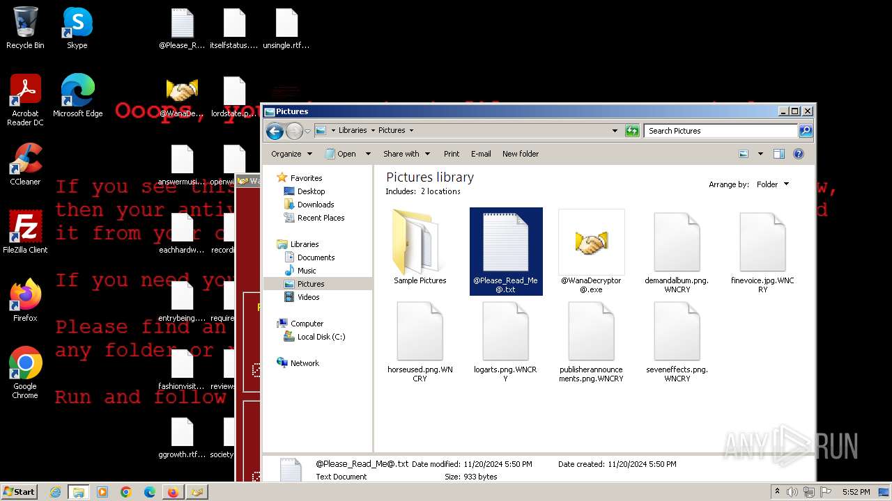 Analysis https://github.com/ytisf/theZoo/tree/master/malware/Binaries/Ransomware.WannaCry ...