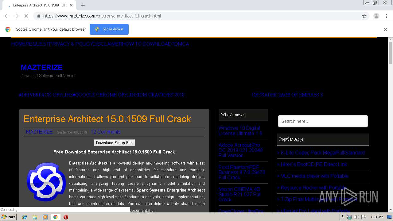 Malware analysis https://www.mazterize.com/enterprise-architect-full ...