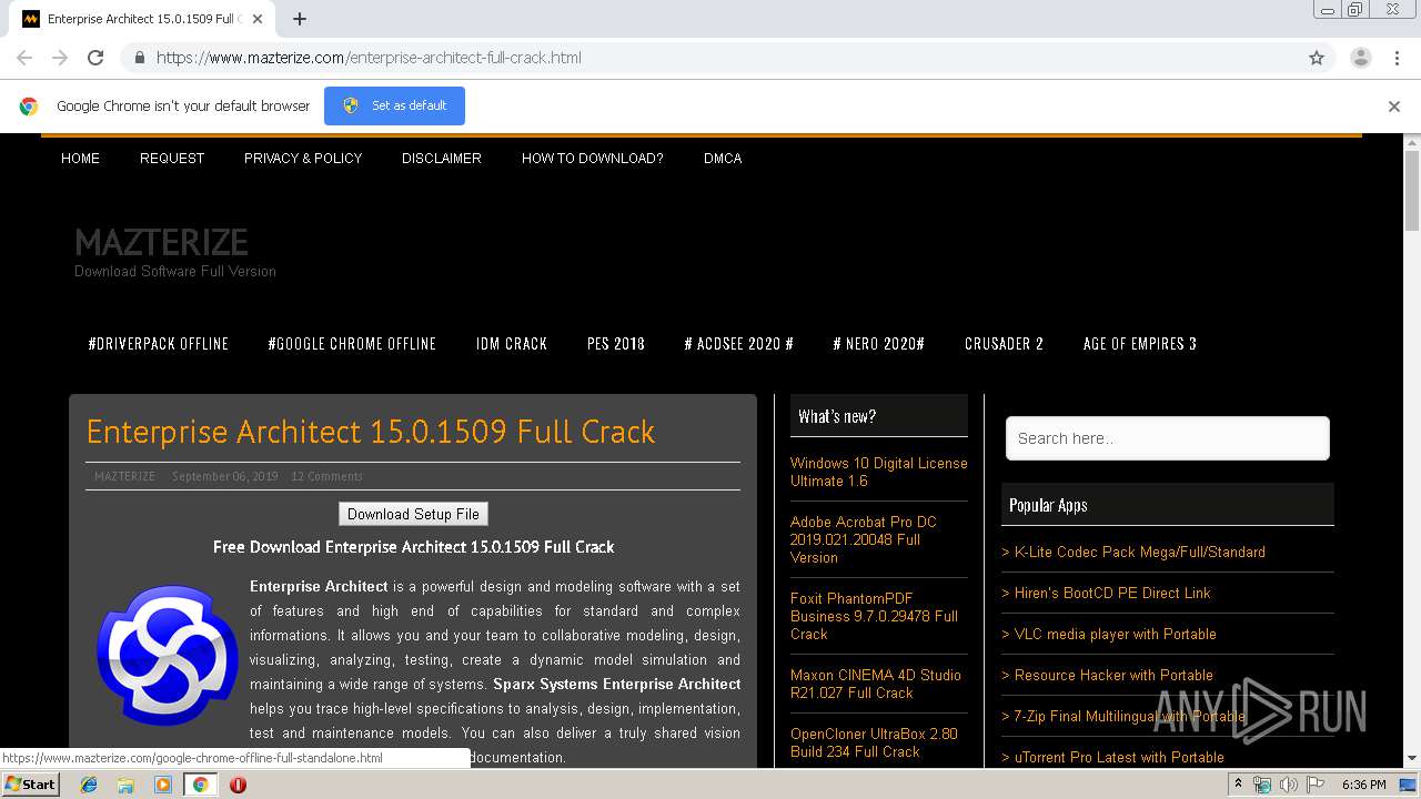 Malware analysis https://www.mazterize.com/enterprise-architect-full ...