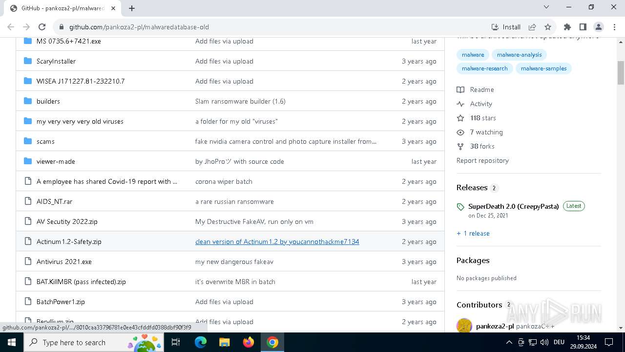 Malware analysis https://github.com/pankoza-pl/malwaredatabase ...