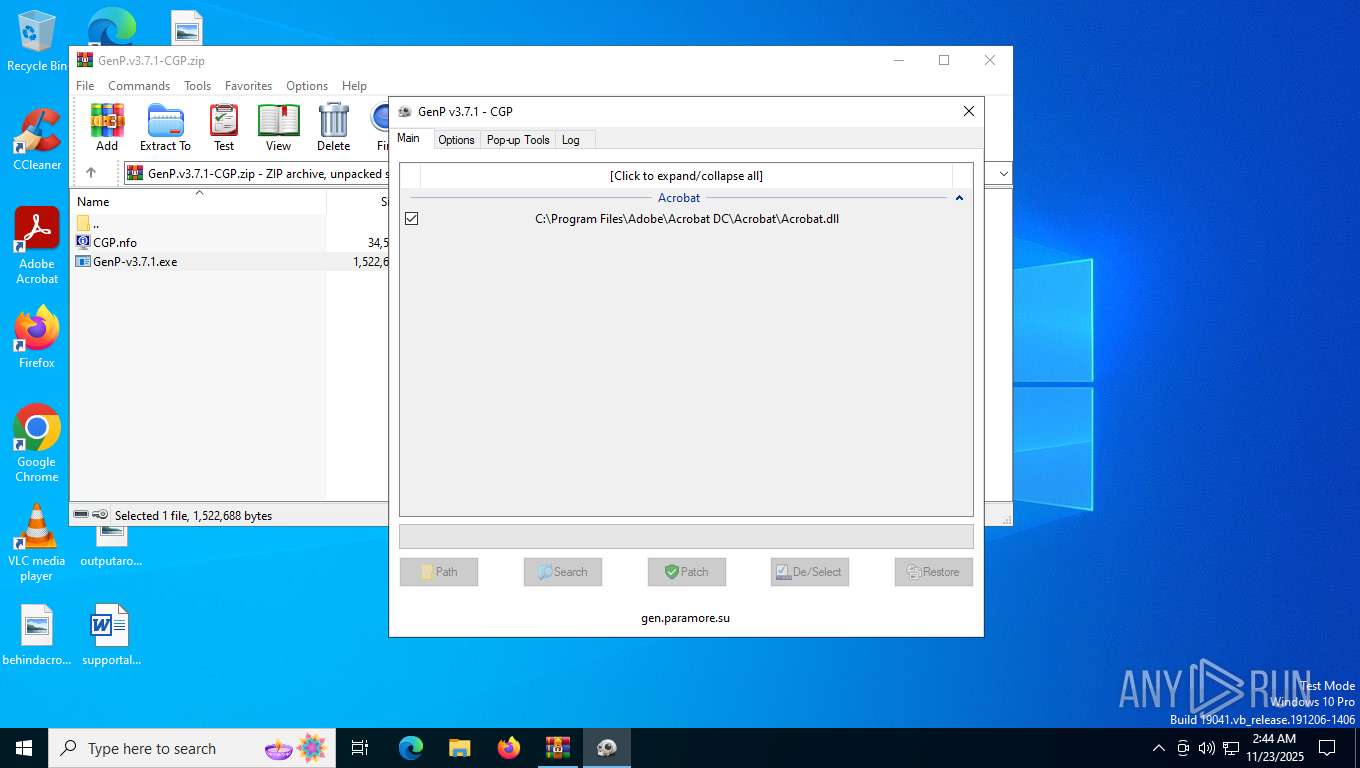 Malware analysis GenP.v3.7.1-CGP.zip Malicious activity | ANY.RUN ...