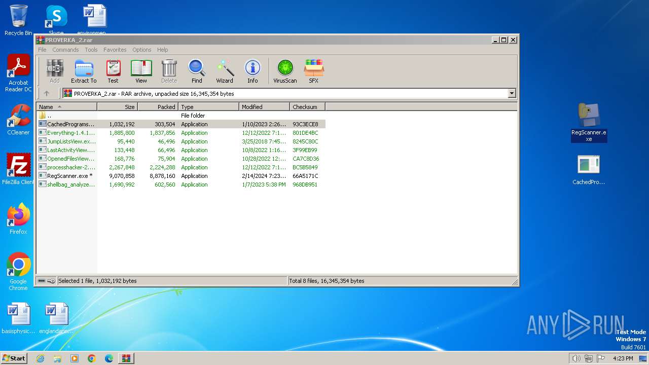 Analysis Proverka 2.rar (md5: 7195ad341c35ee2ab0bc8643d7c008c9