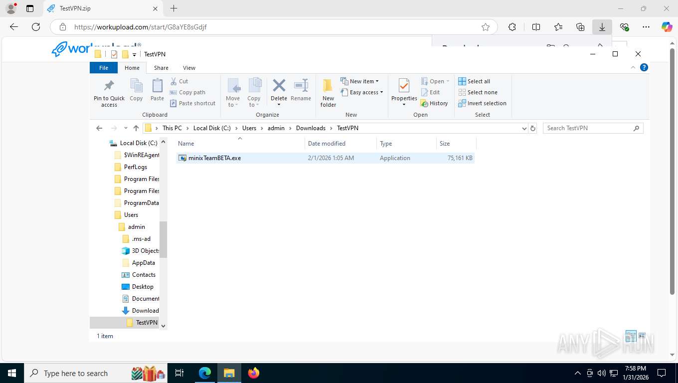Malware analysis https://workupload.com/file/G8aYE8sGdjf Malicious ...
