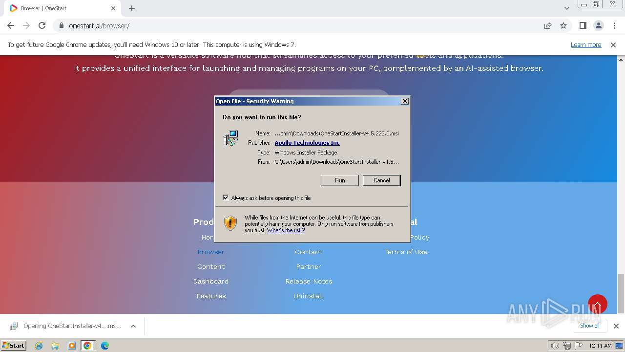 Malware analysis onestart.ai Malicious activity | ANY.RUN - Malware Sandbox Online
