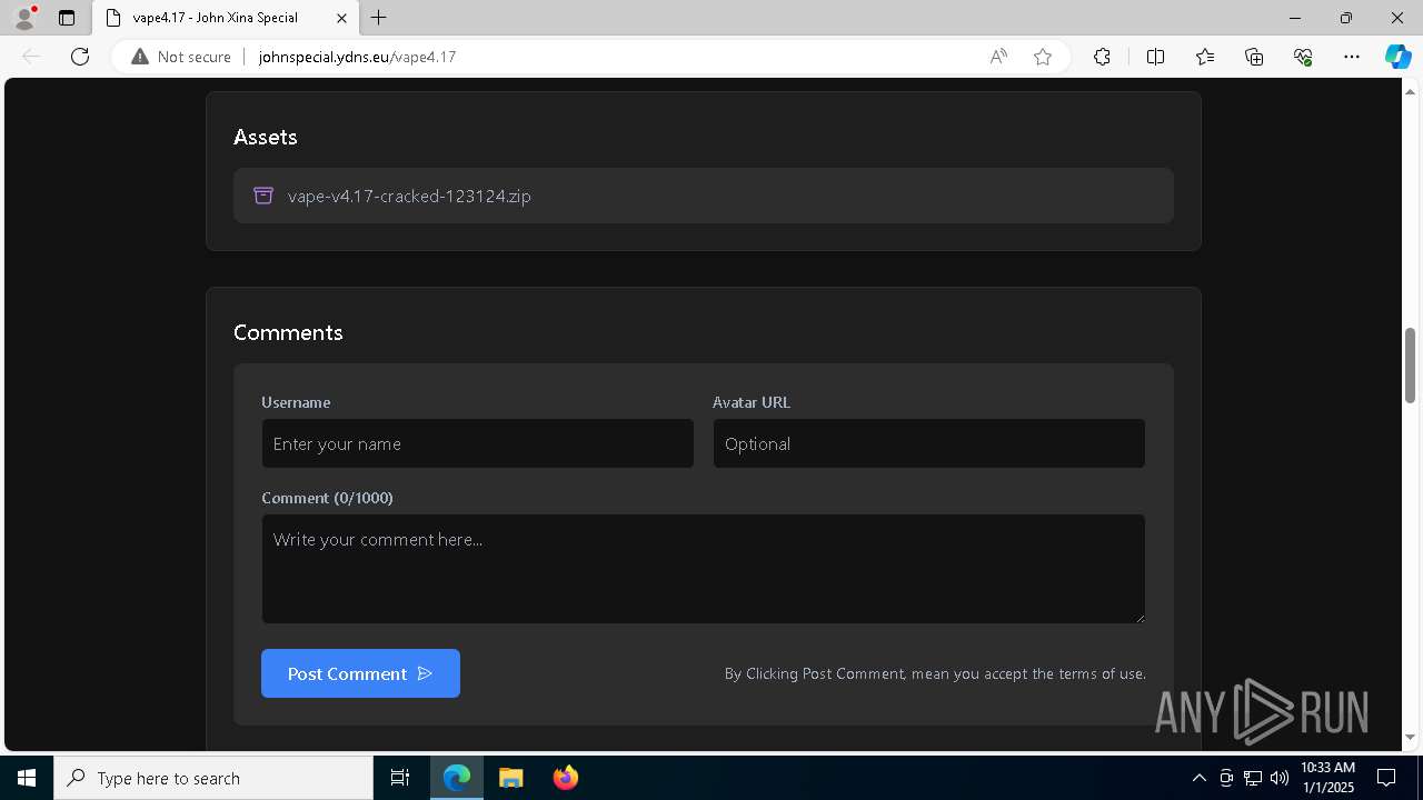 Analysis http://johnspecial.ydns.eu/vape4.17 Malicious activity ...
