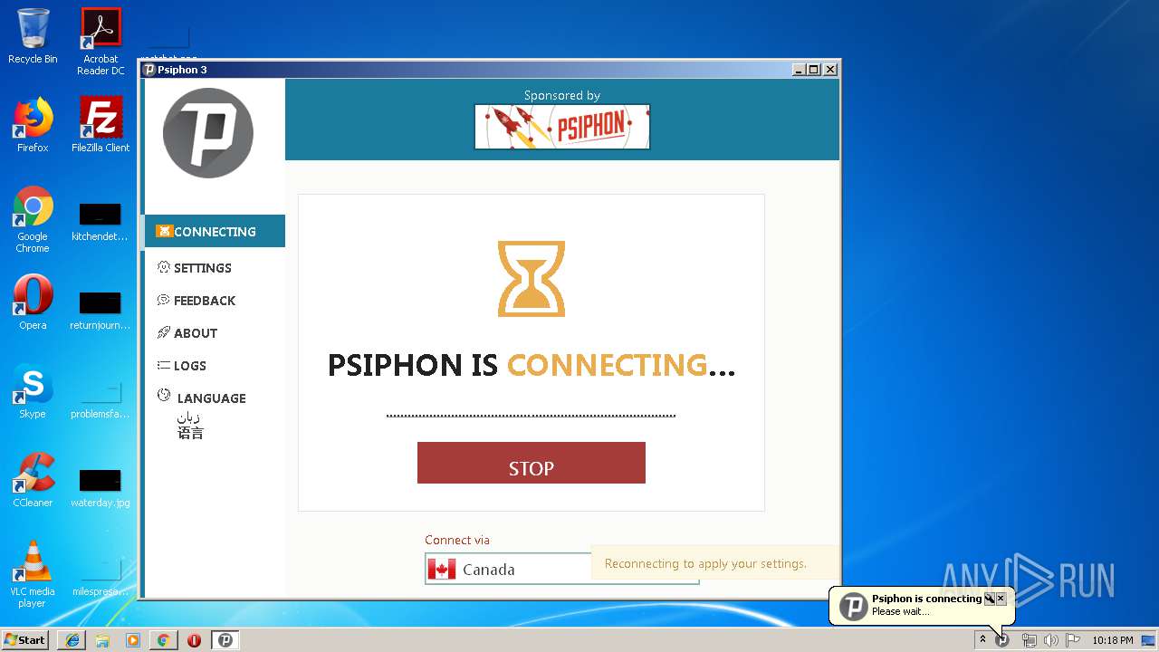 Analysis https://psiphon.ca/es/download.html Malicious activity - Interactive analysis ANY.RUN