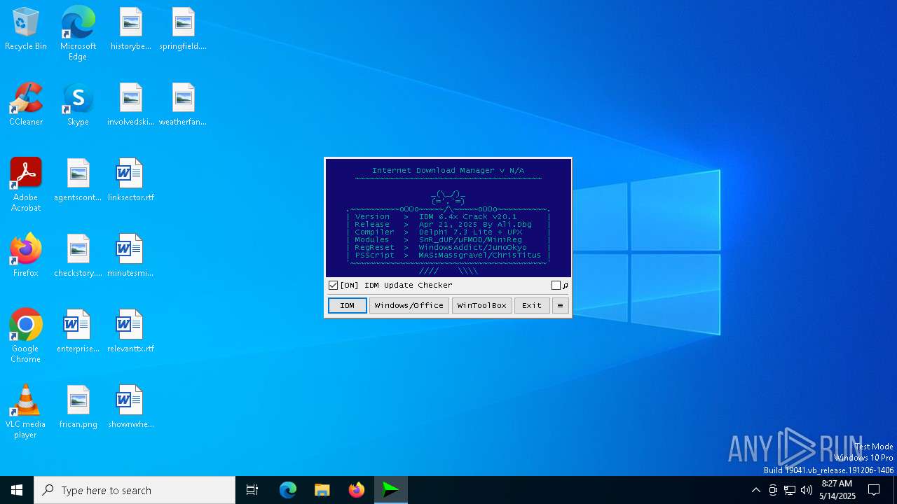 Malware analysis idm_6.4x_crack_v20.1.exe Malicious activity | ANY.RUN - Malware Sandbox Online