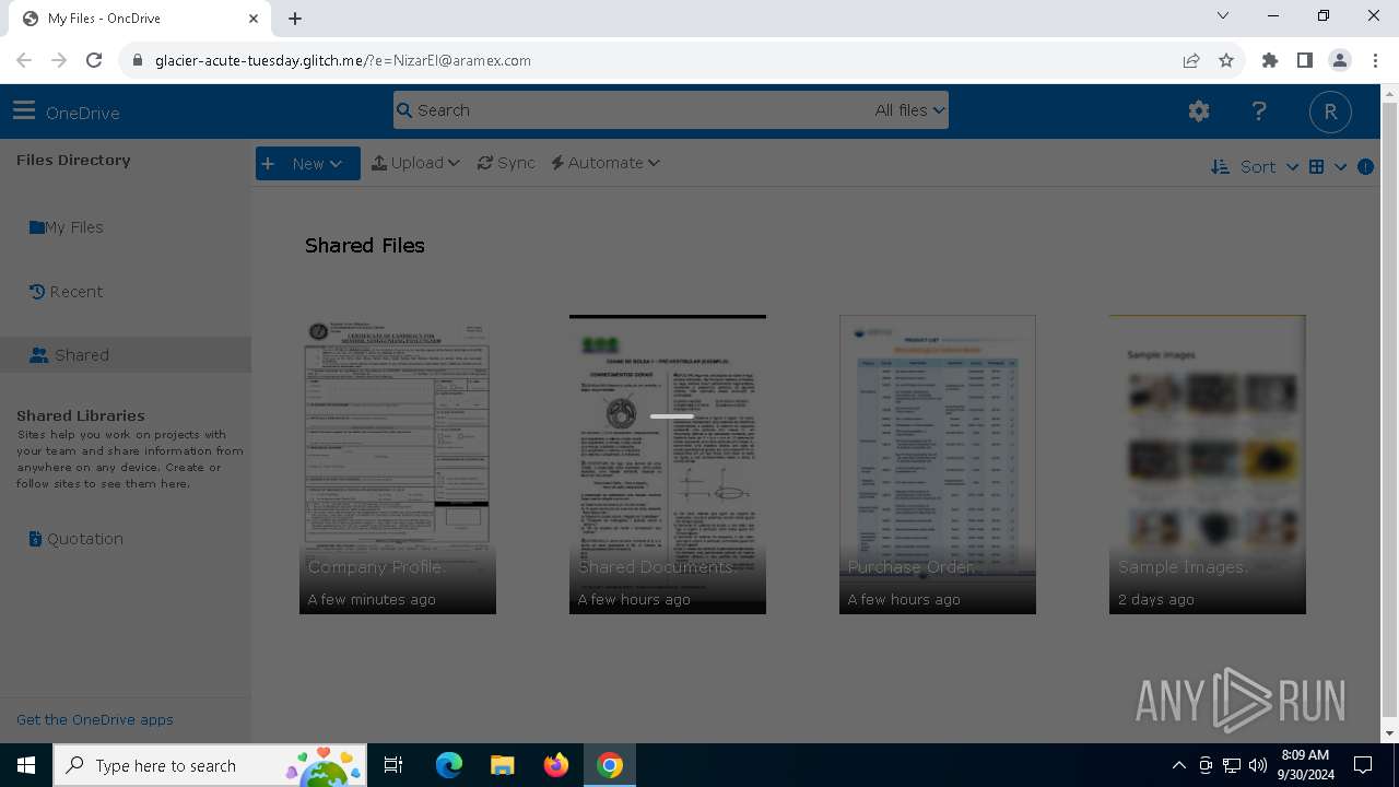 Analysis https://odriv.pages.dev/?e=NizarEl@aramex.com Malicious ...