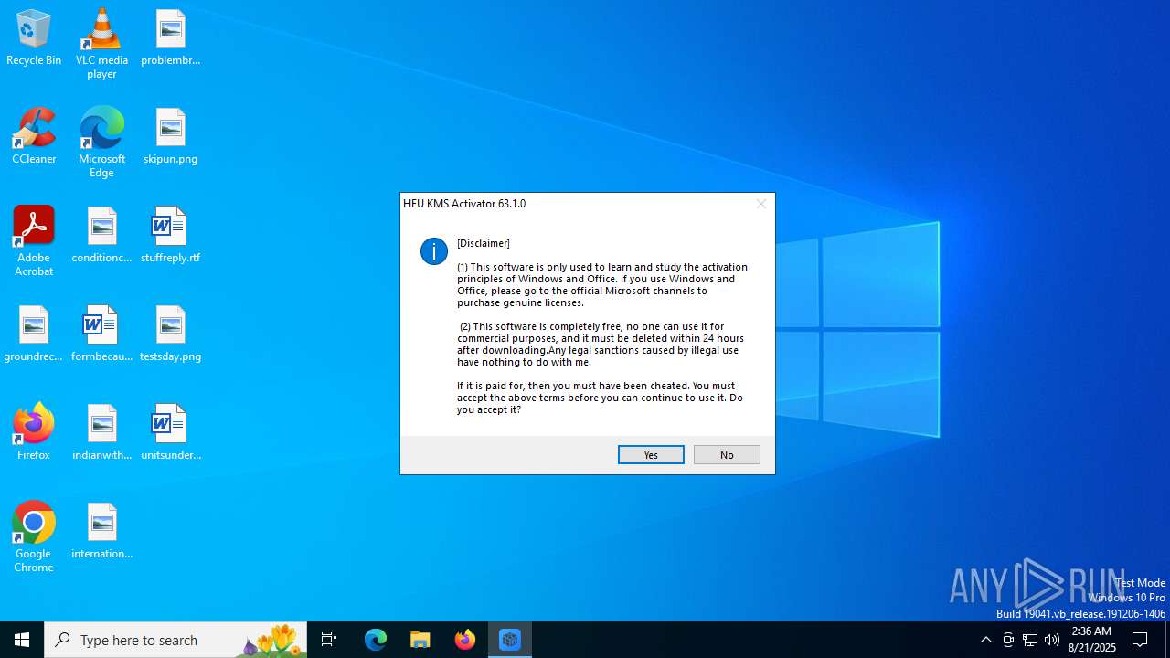 Analysis HEU_KMS_Activator_v63.1.0.exe (MD5: 8C52CBADE34FEA1FB1B53135B97F4CB8) Malicious ...