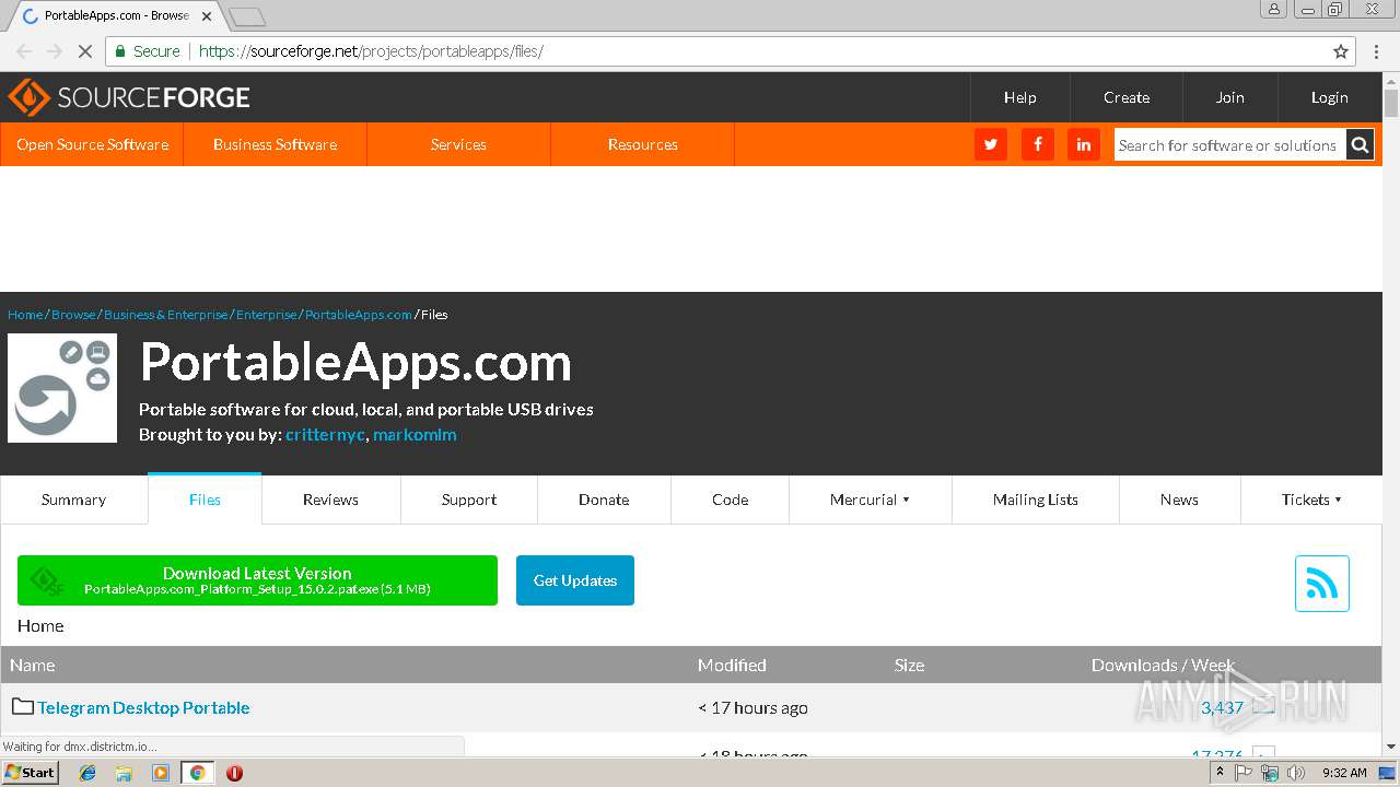 Malware analysis http://datapacket.dl.sourceforge.net/project/portableapps/google%20chrome ...