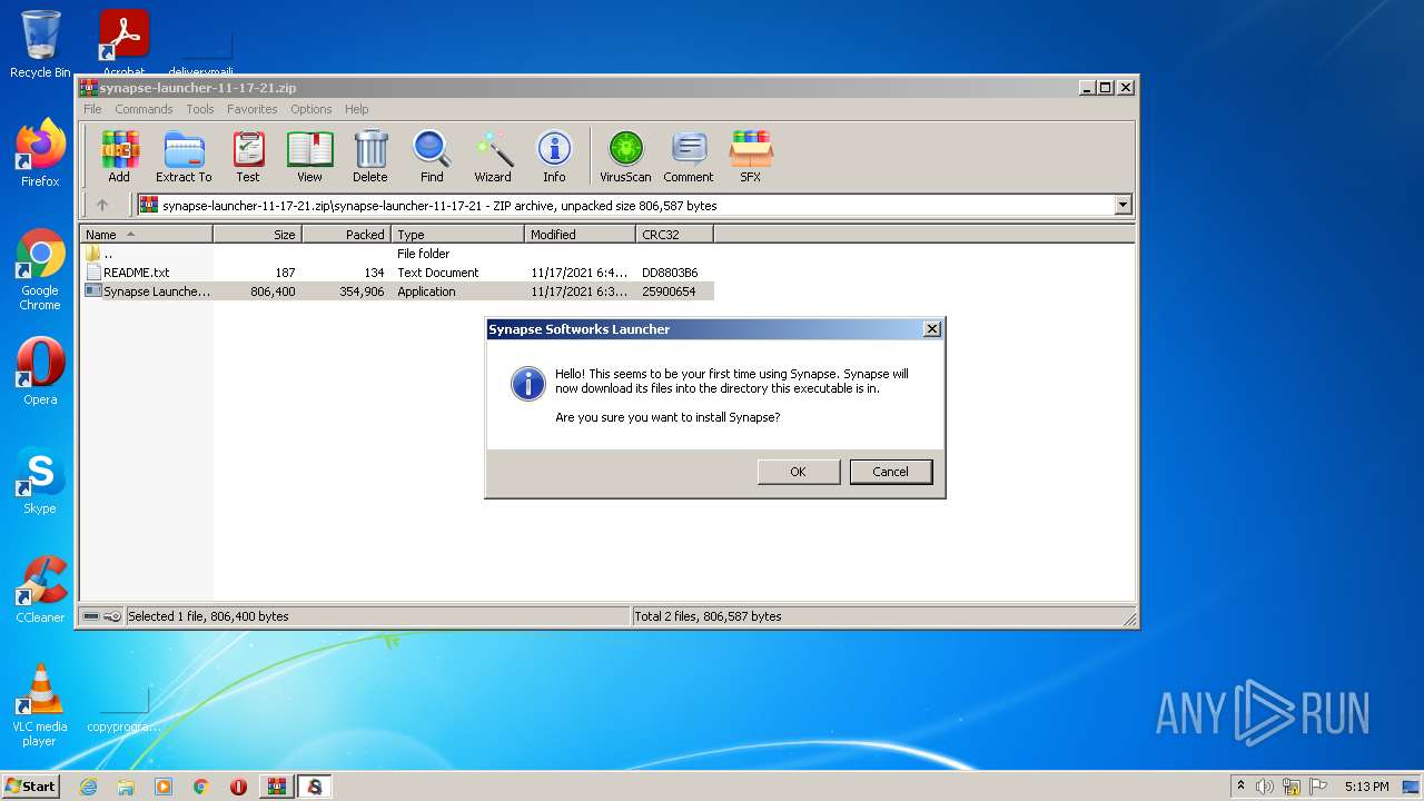 Malware analysis synapse-launcher-11-17-21.zip Malicious activity | ANY ...
