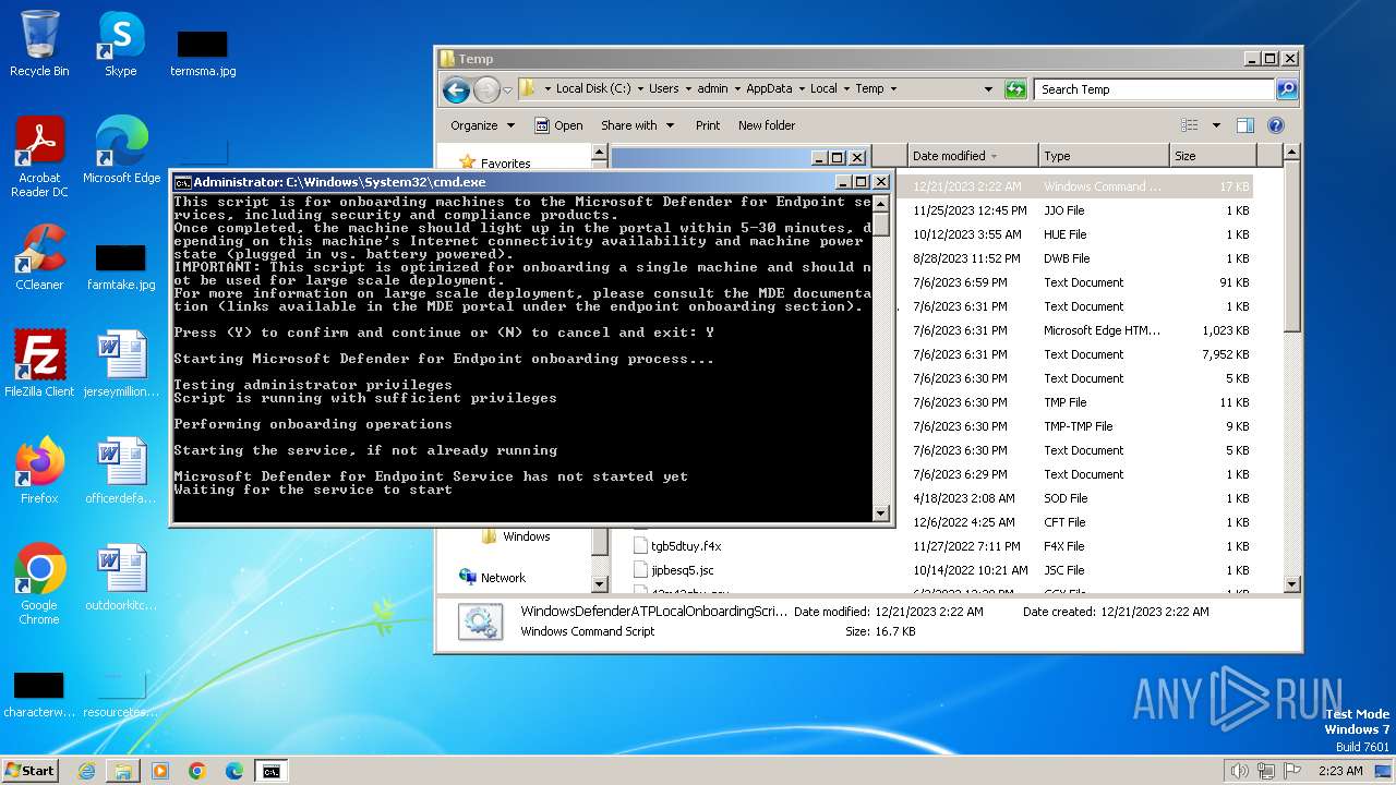 Malware analysis WindowsDefenderATPLocalOnboardingScript.cmd Malicious ...