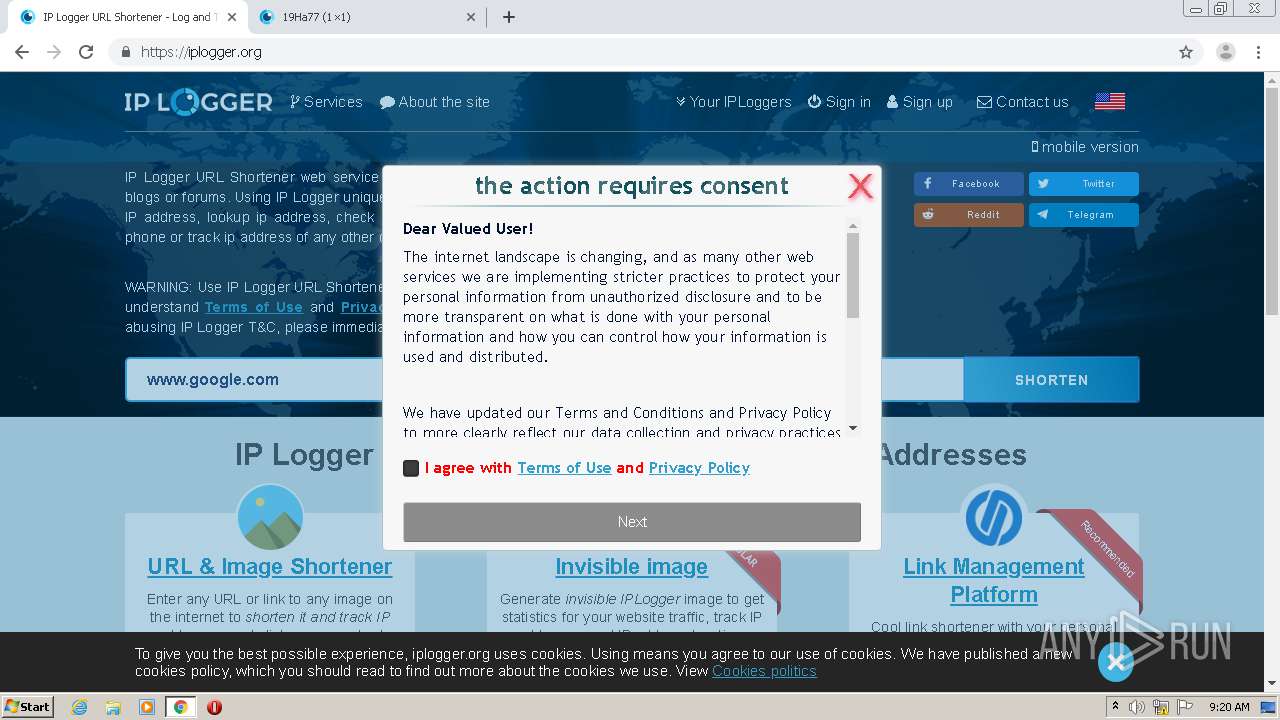 Malware analysis https://iplogger.org/19Ha77 Malicious activity | ANY ...