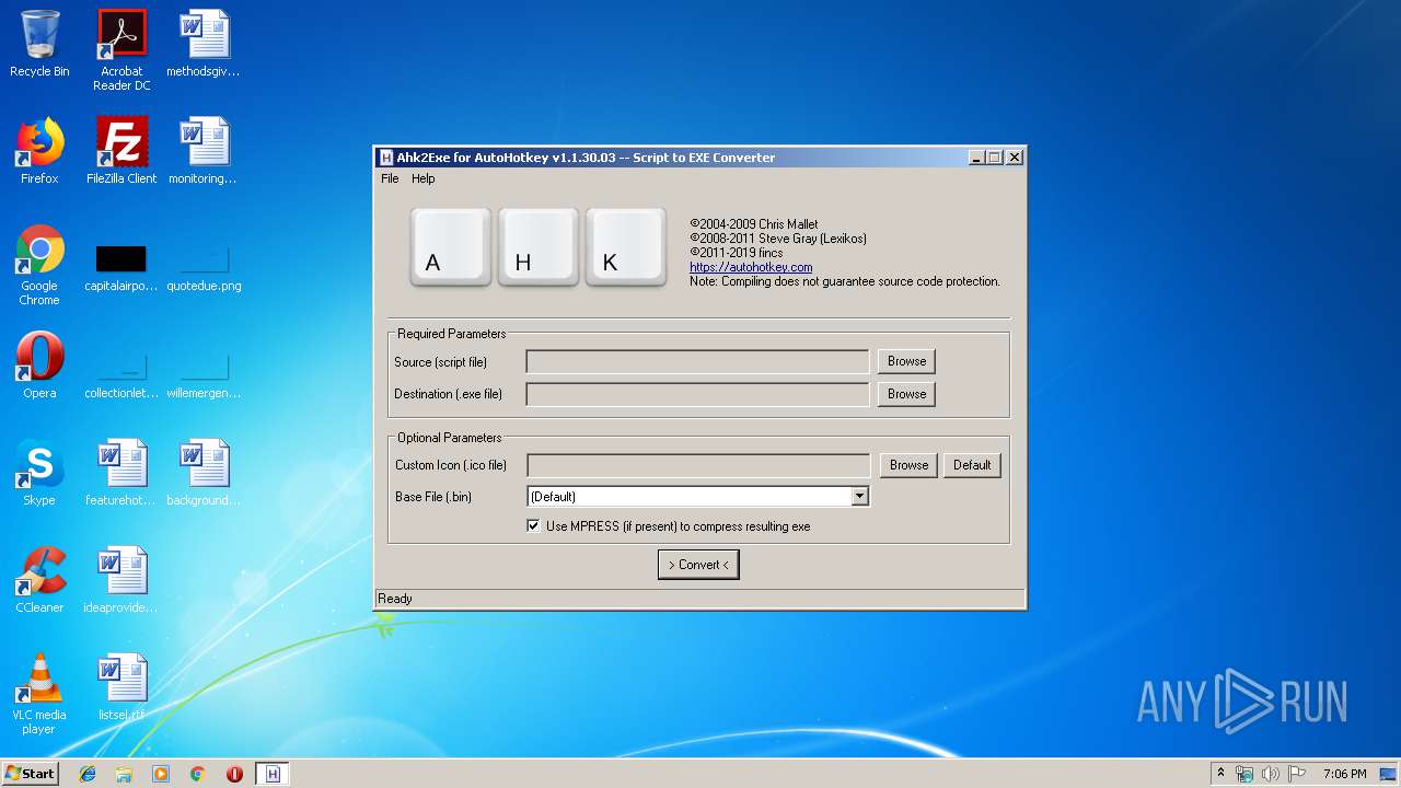 Malware analysis Ahk2Exe.Exe No threats detected | ANY.RUN - Malware ...