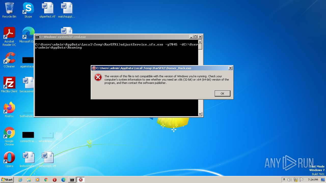 Malware analysis Domer Hack.exe Malicious activity | ANY.RUN - Malware ...