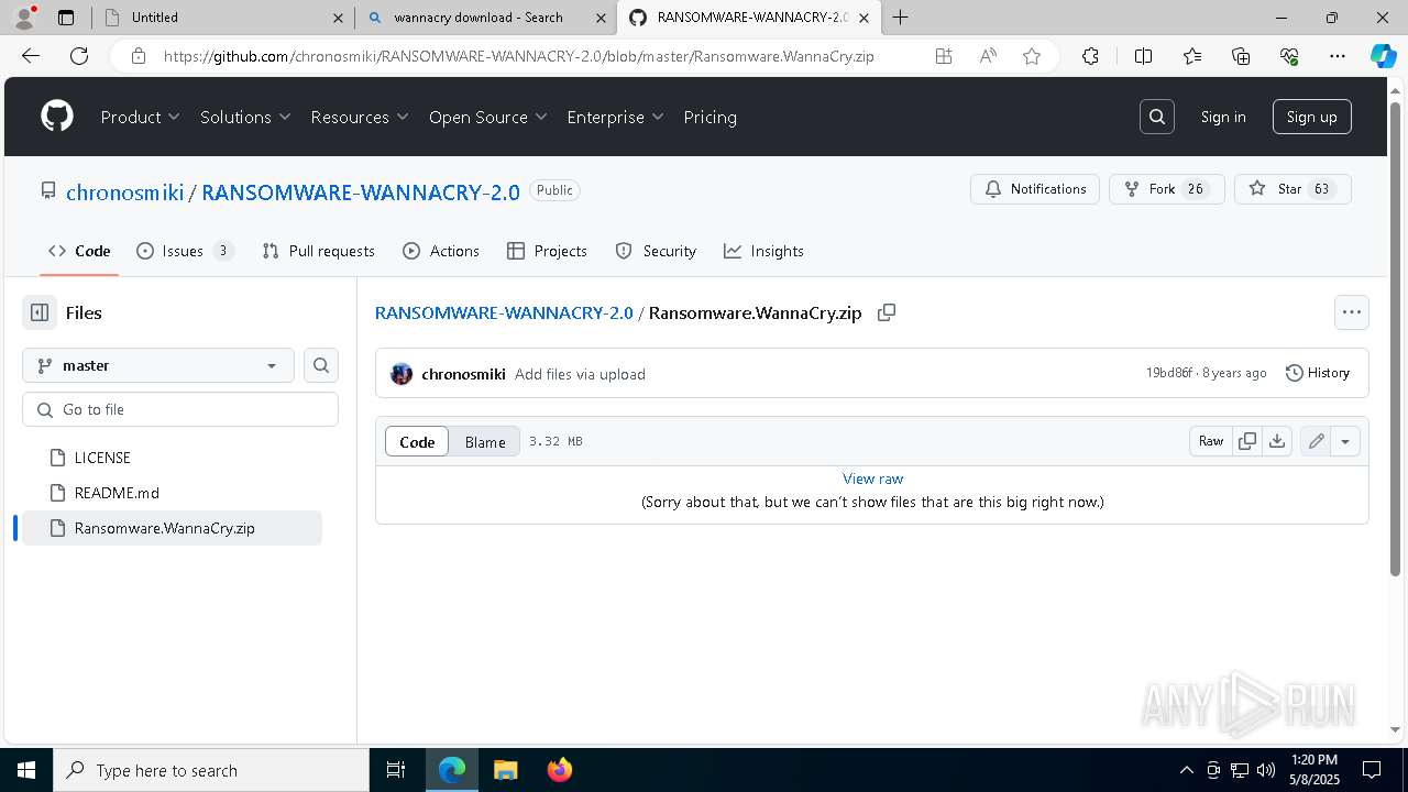 Analysis https://github.com/goddamnnoob/Malware-1/raw/refs/heads/master/WannaCry.EXE Malicious ...