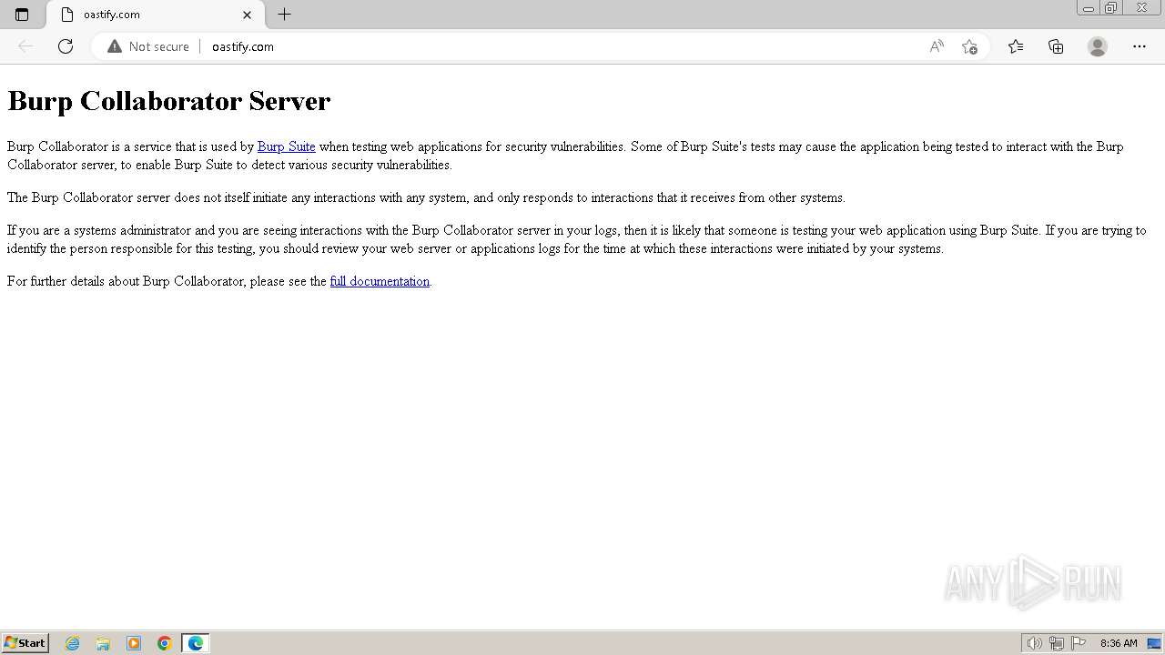 Analysis http://oastify.com Malicious activity - Interactive analysis ANY.RUN