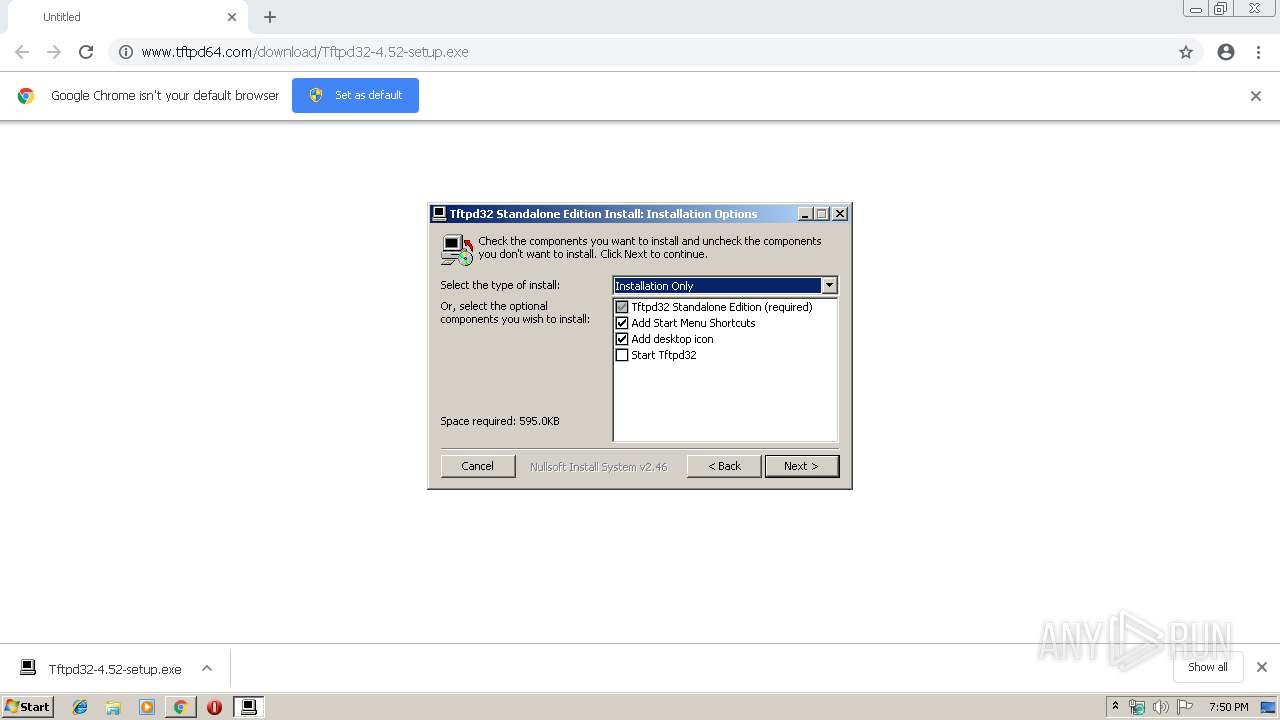 Malware analysis http://www.tftpd64.com/download/Tftpd32-4.52-setup.exe ...