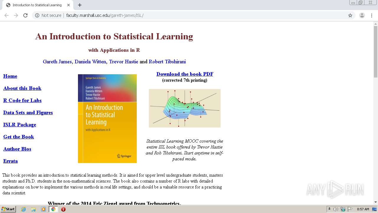Analysis http://www.statlearning.com Malicious activity - Interactive analysis ANY.RUN