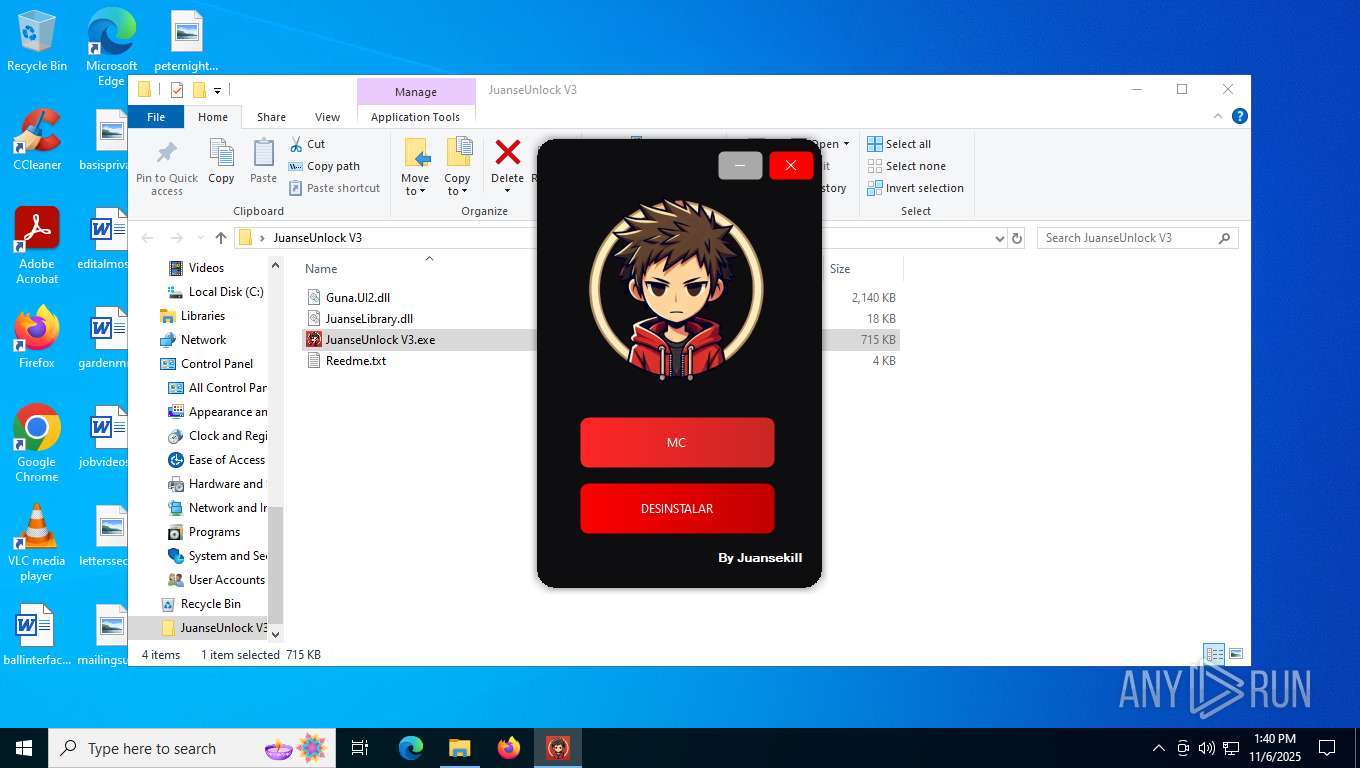 Malware analysis JuanseUnlock V3.rar Malicious activity | ANY.RUN ...