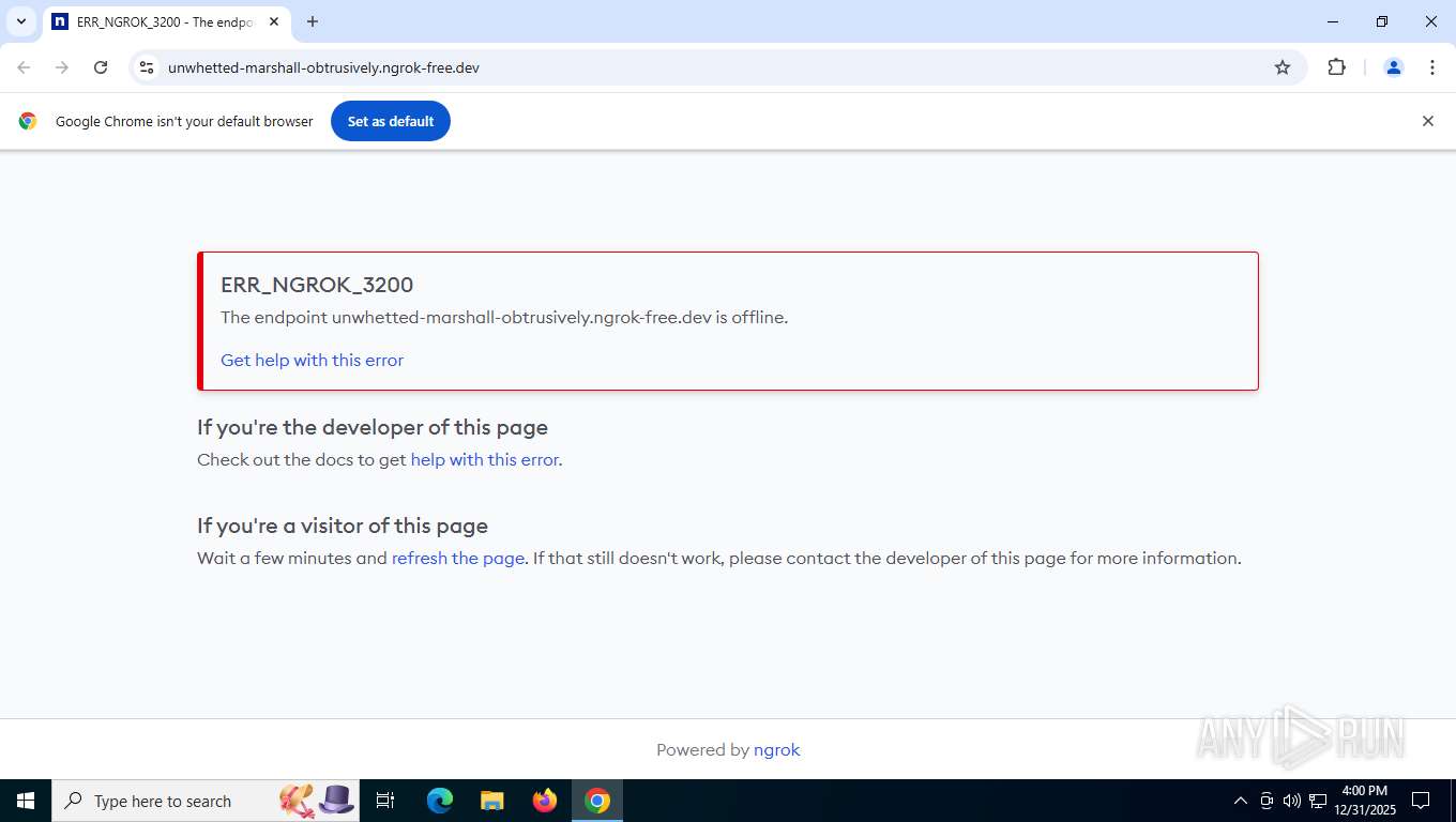 Malware analysis https://unwhetted-marshall-obtrusively.ngrok-free.dev Malicious activity | ANY ...