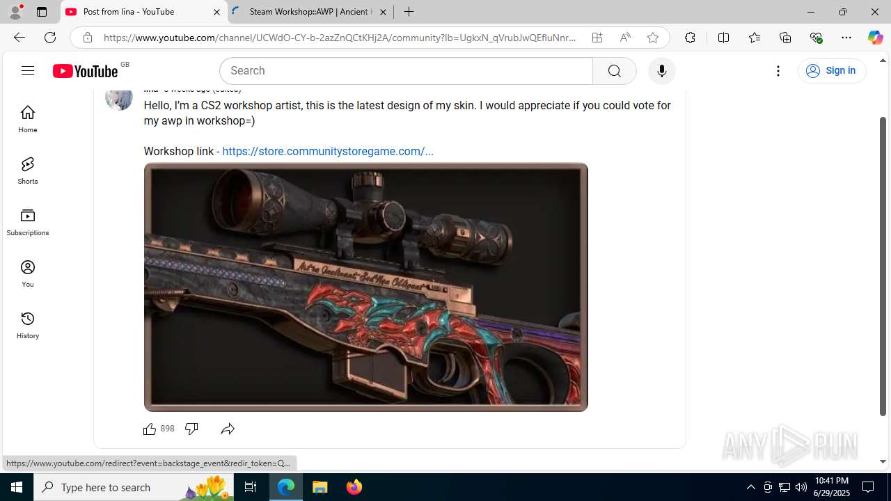 Malware analysis https://steamcommunity.com/linkfilter/?u=http%3A%2F ...