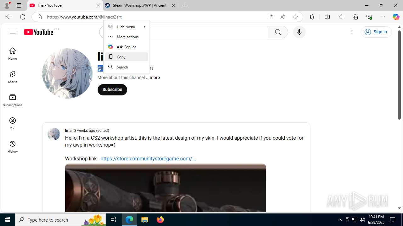 Malware analysis https://steamcommunity.com/linkfilter/?u=http%3A%2F ...