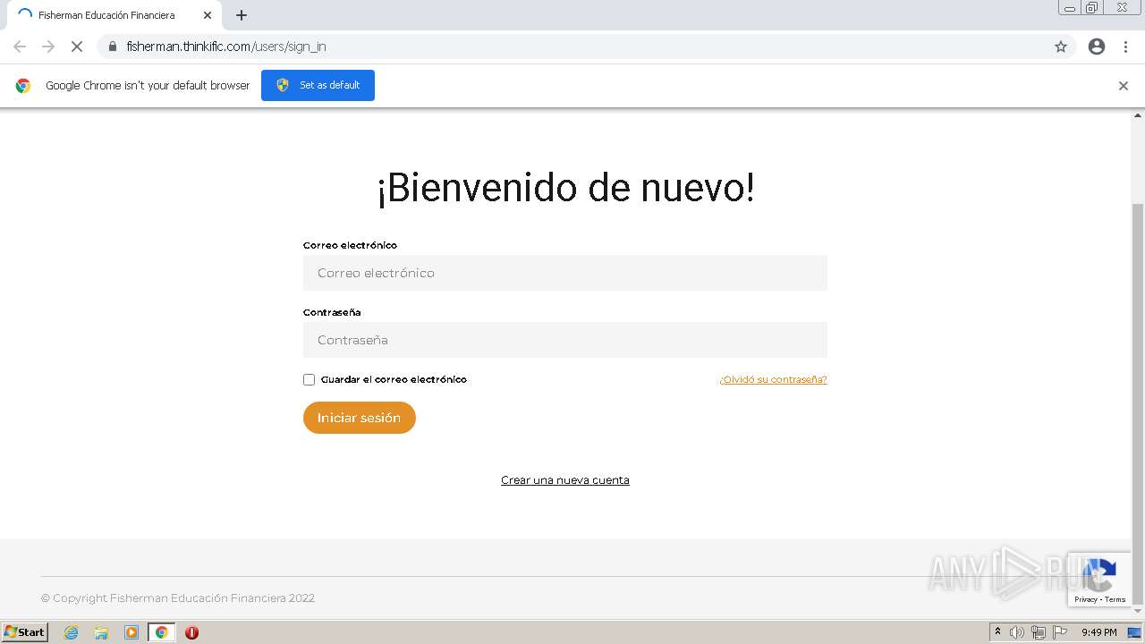 Malware analysis https://fisherman.thinkific.com/users/sign_in Malicious activity | ANY.RUN ...