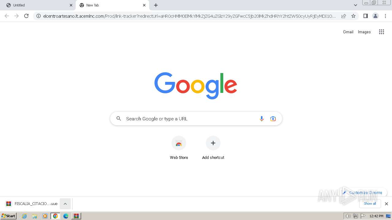 Malware analysis https://elcentroartesano.lt.acemlnc.com/Prod/link ...