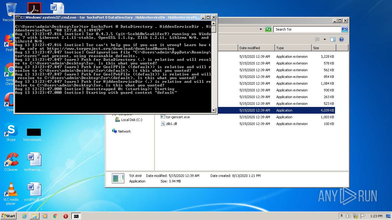 Malware Analysis C:\users\admin\appdata\roaming\admin\tor-win32-0.4.3.5