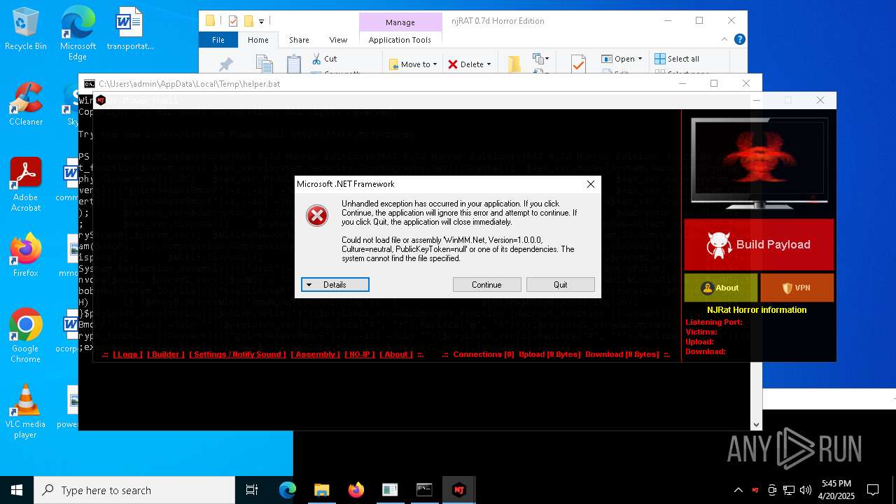 Analysis payload.exe (MD5: CC0B15FA4B1B22D9199456364FA75654) Malicious activity - Interactive ...
