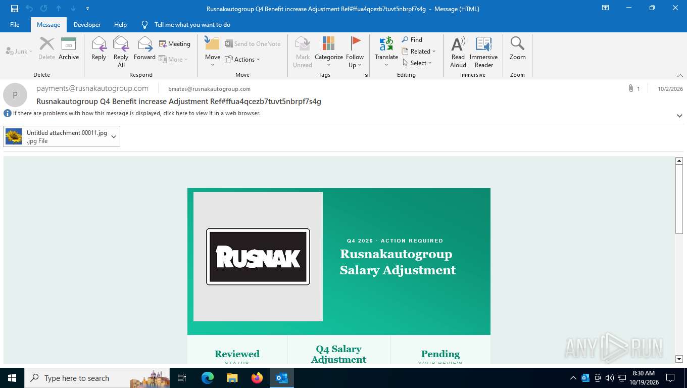 Malware analysis Rusnakautogroup Payroll_Compensation_Overview.eml (182 ...