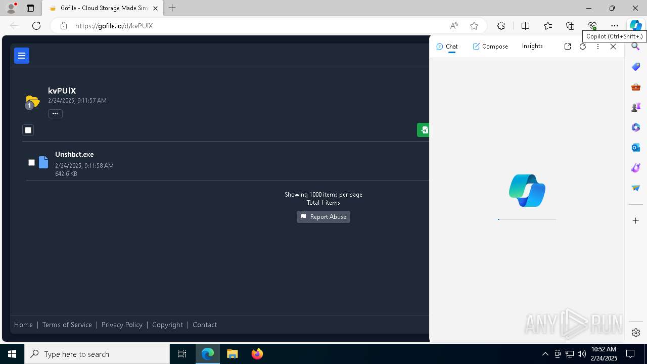 Analysis https://gofile.io/d/kvPUlX Malicious activity - Interactive analysis ANY.RUN