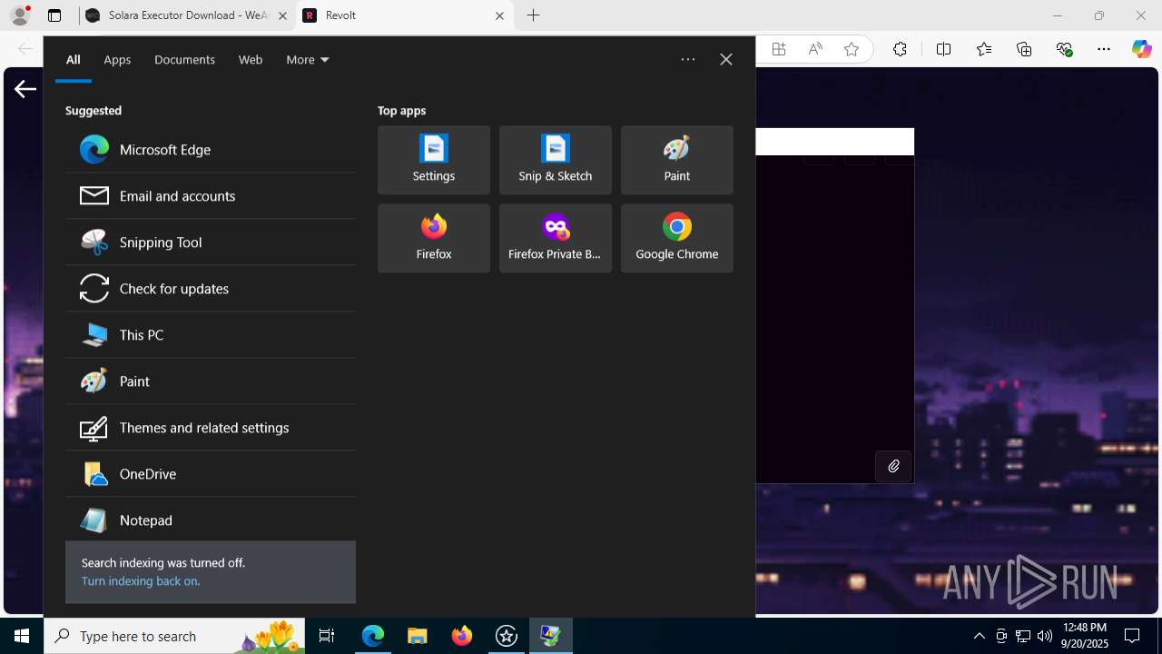 Malware analysis https://wearedevs.net/d/Solara Malicious activity ...