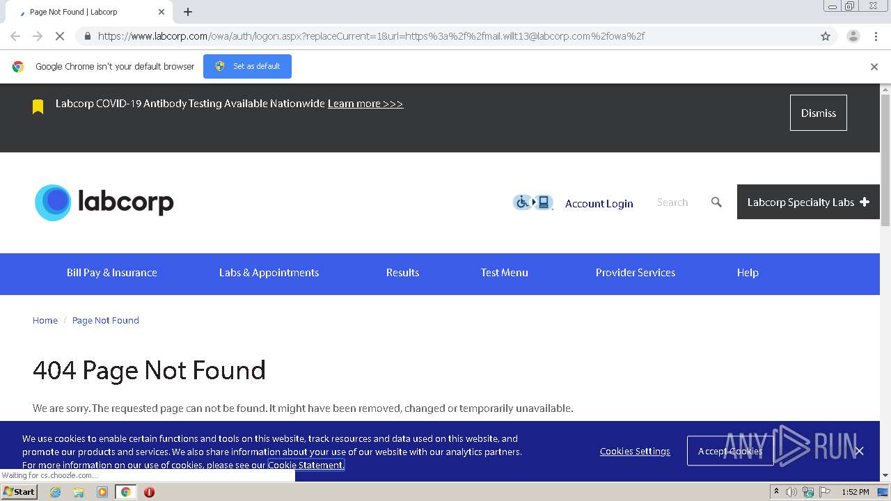 Malware analysis https://mail.willt13@labcorp.com/owa/auth/logon.aspx?replaceCurrent=1&url=https ...