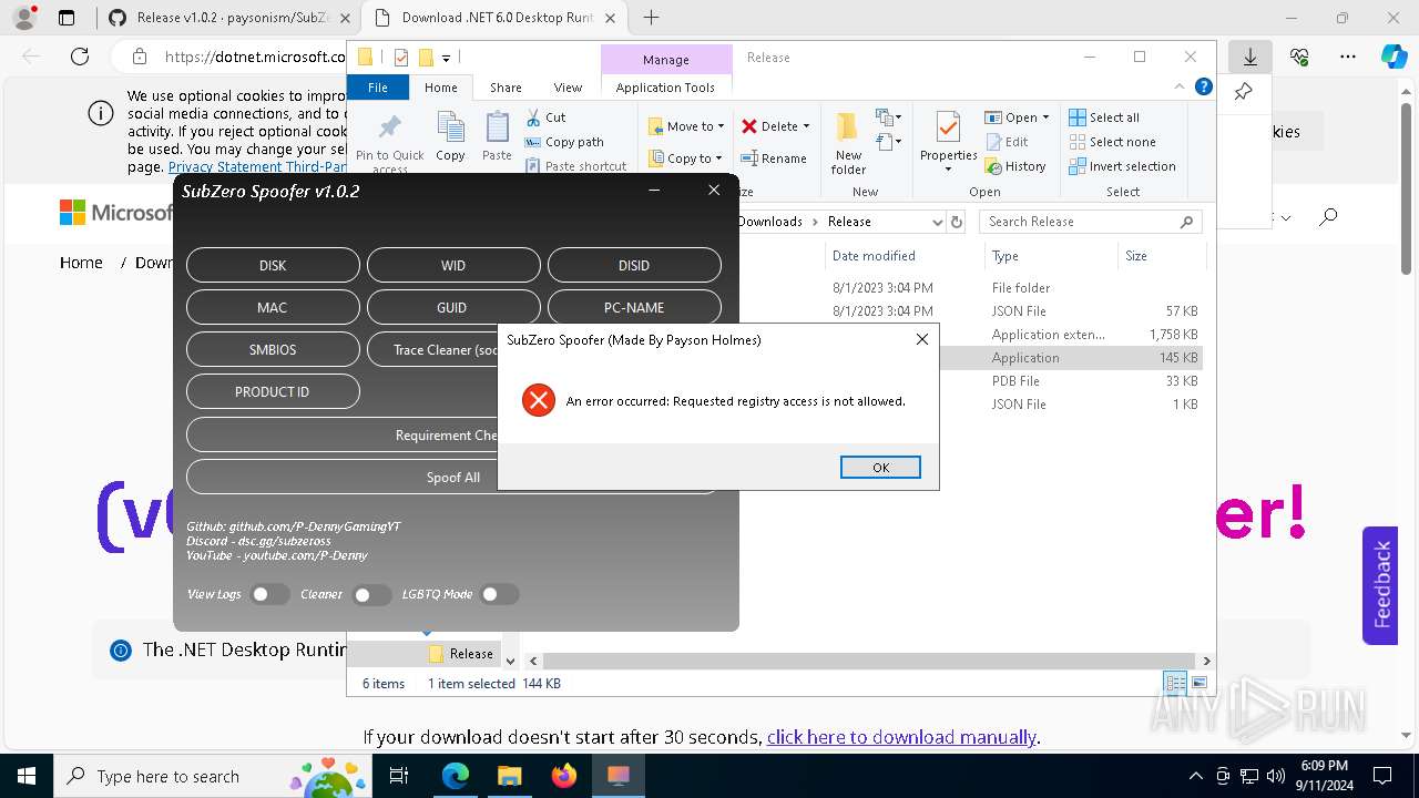Malware analysis https://github.com/paysonism/SubZero-Spoofer/releases/tag/v1.0.2 Malicious ...