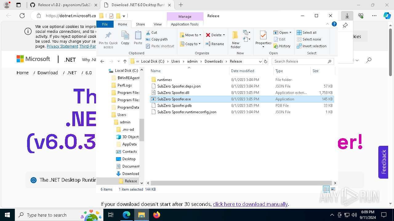 Malware analysis https://github.com/paysonism/SubZero-Spoofer/releases/tag/v1.0.2 Malicious ...