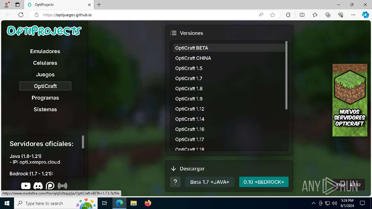 Malware analysis https://optijuegos.github.io Malicious activity | ANY.RUN - Malware Sandbox Online