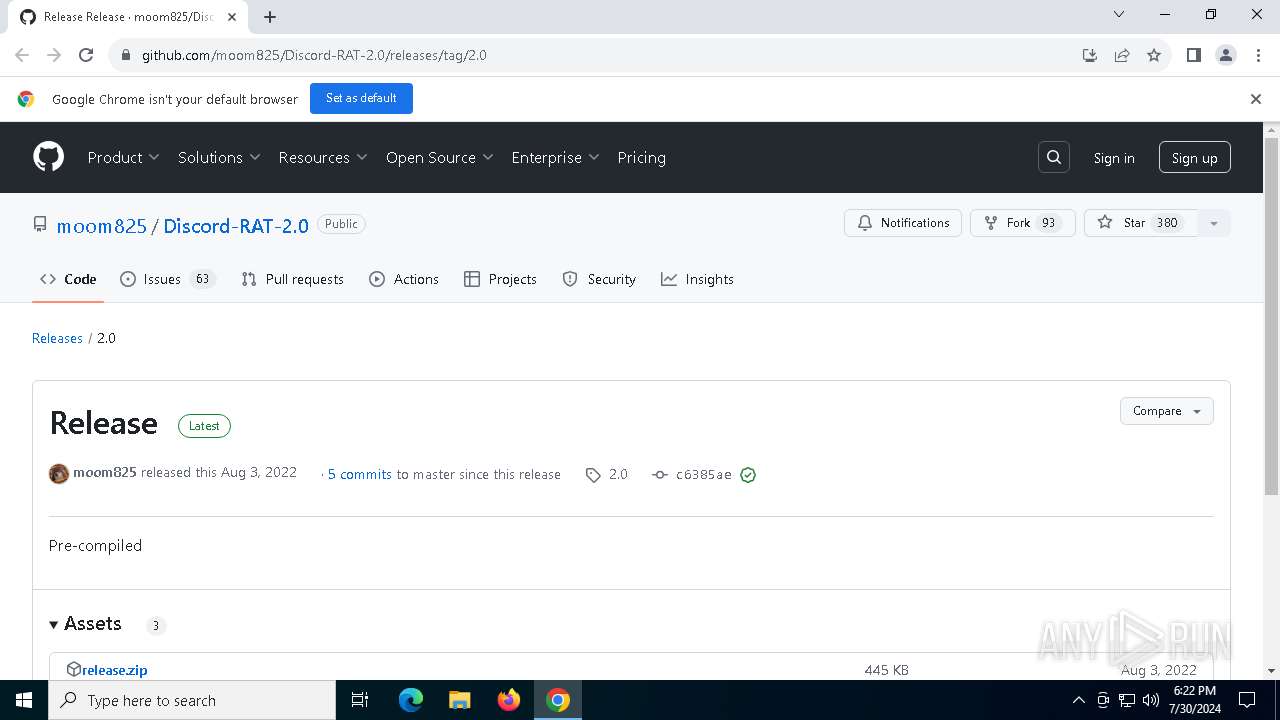 Malware Analysis Https:  Github.com Moom825 Discord-rat-2.0 Releases 