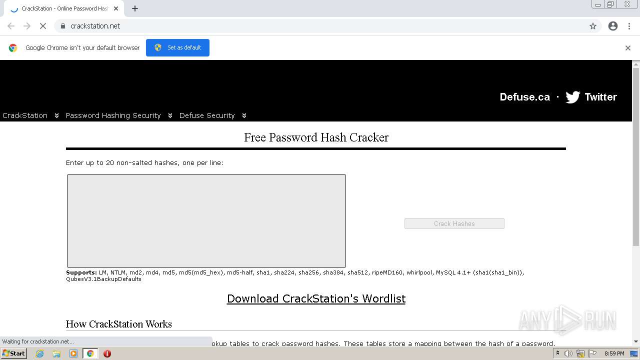 Analysis https://crackstation.net/ Malicious activity - Interactive ...