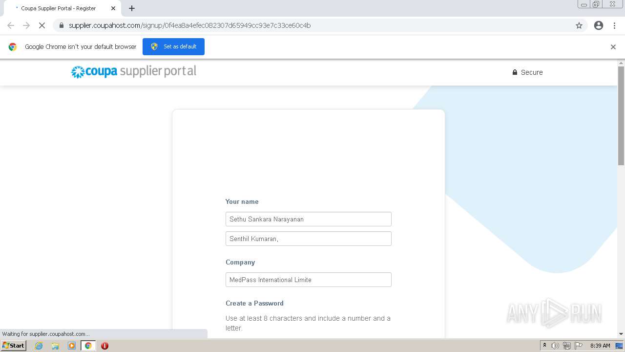 Malware analysis https://supplier.coupahost.com/signup ...