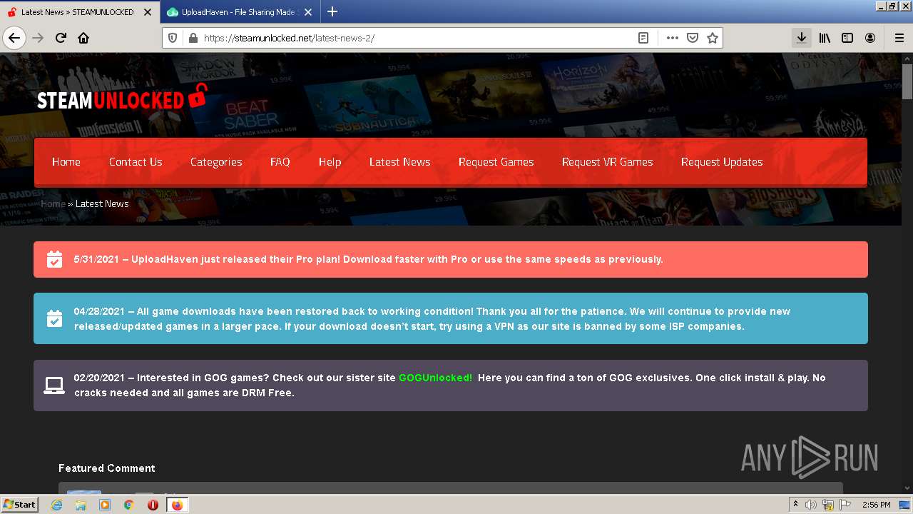 Malware analysis https://steamunlocked.net Malicious activity | ANY.RUN ...