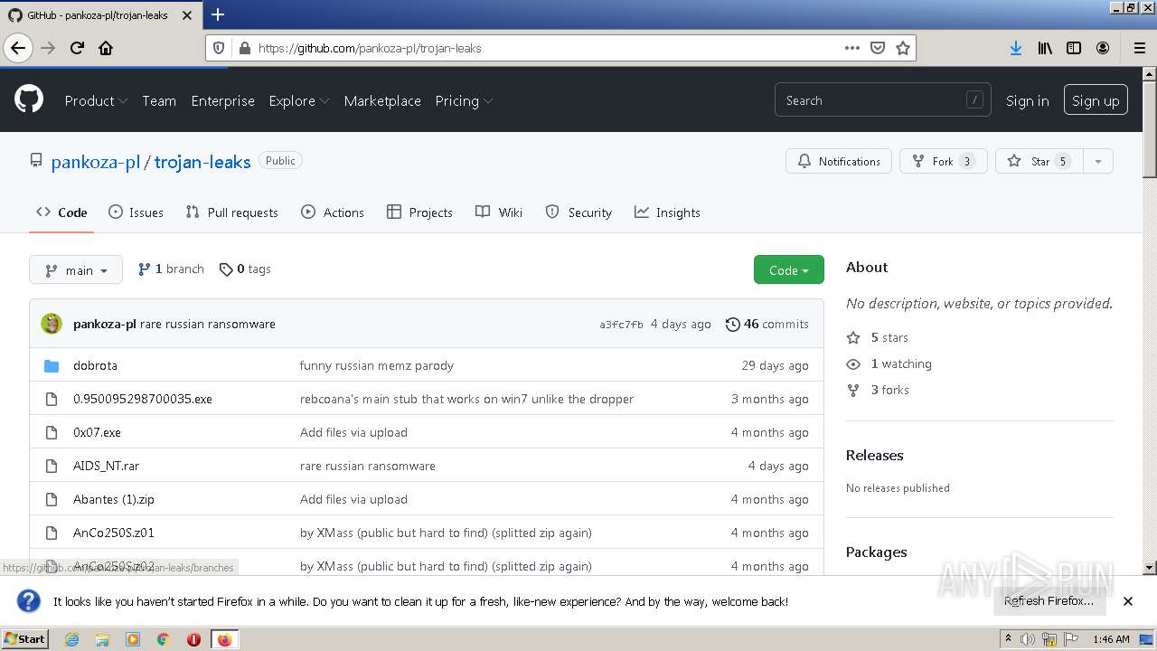 Malware analysis https://github.com/pankoza-pl/trojan-leaks Malicious ...