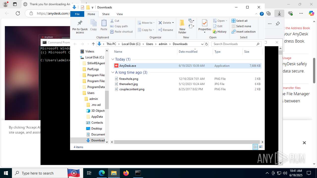Analysis https://anydesk.com/en/downloads/thank-you?dv=win_exe Malicious activity - Interactive ...