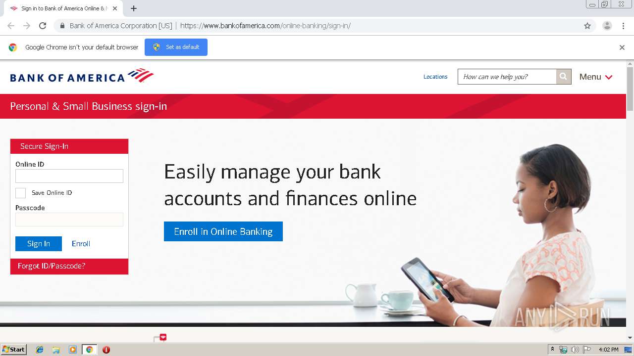 Malware analysis https://www.bankofamerica.com/online-banking/sign-in/ Malicious activity | ANY ...
