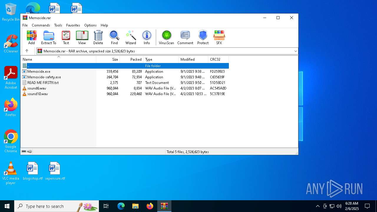 Malware analysis Memoxide.rar Malicious activity | ANY.RUN - Malware ...