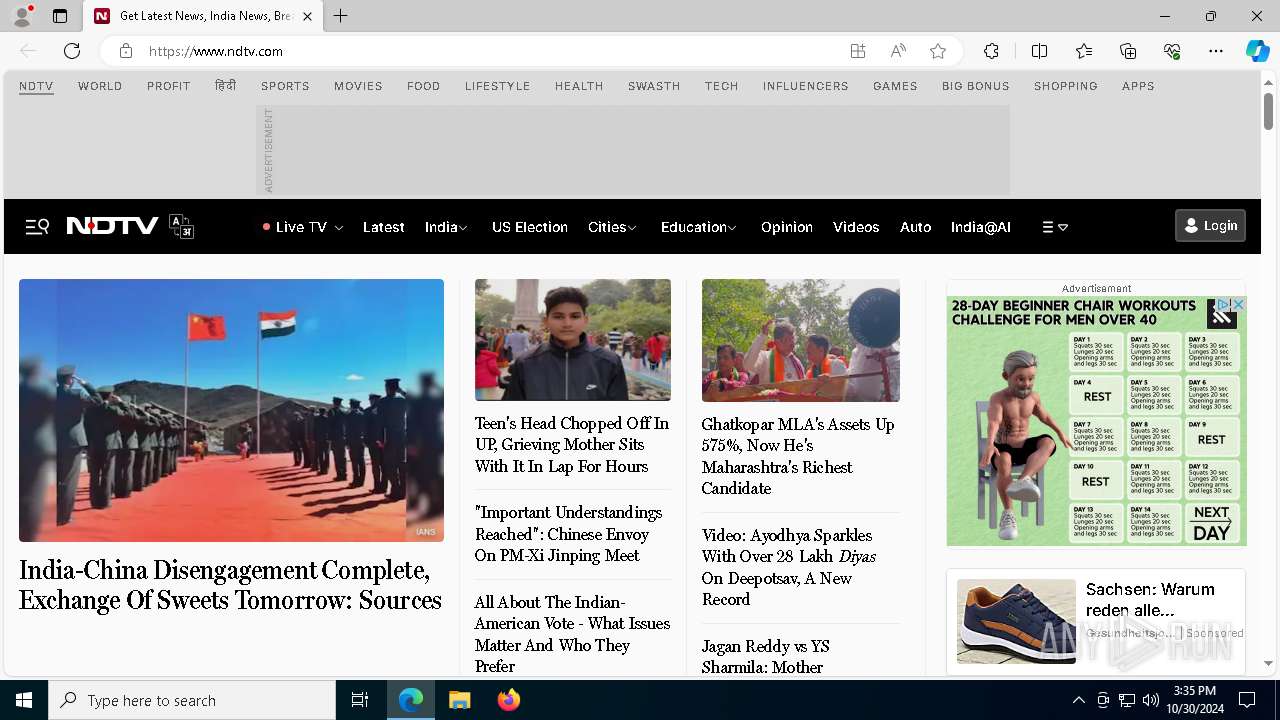 Analysis https://www.ndtv.com No threats detected - Interactive analysis ANY.RUN