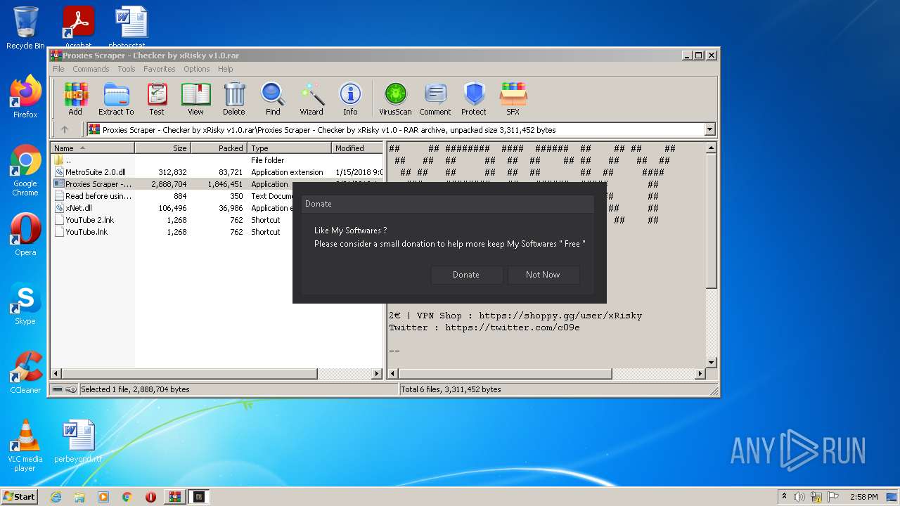 Malware analysis Proxies Scraper - Checker by xRisky v1.0.rar Malicious ...
