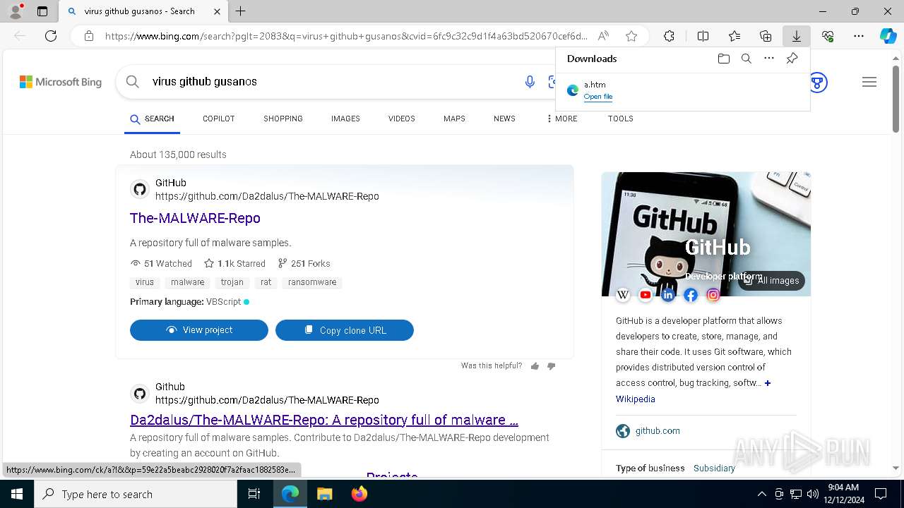Malware analysis https://www.bing.com/search?pglt=2083&q=virus+github+gusanos&cvid ...