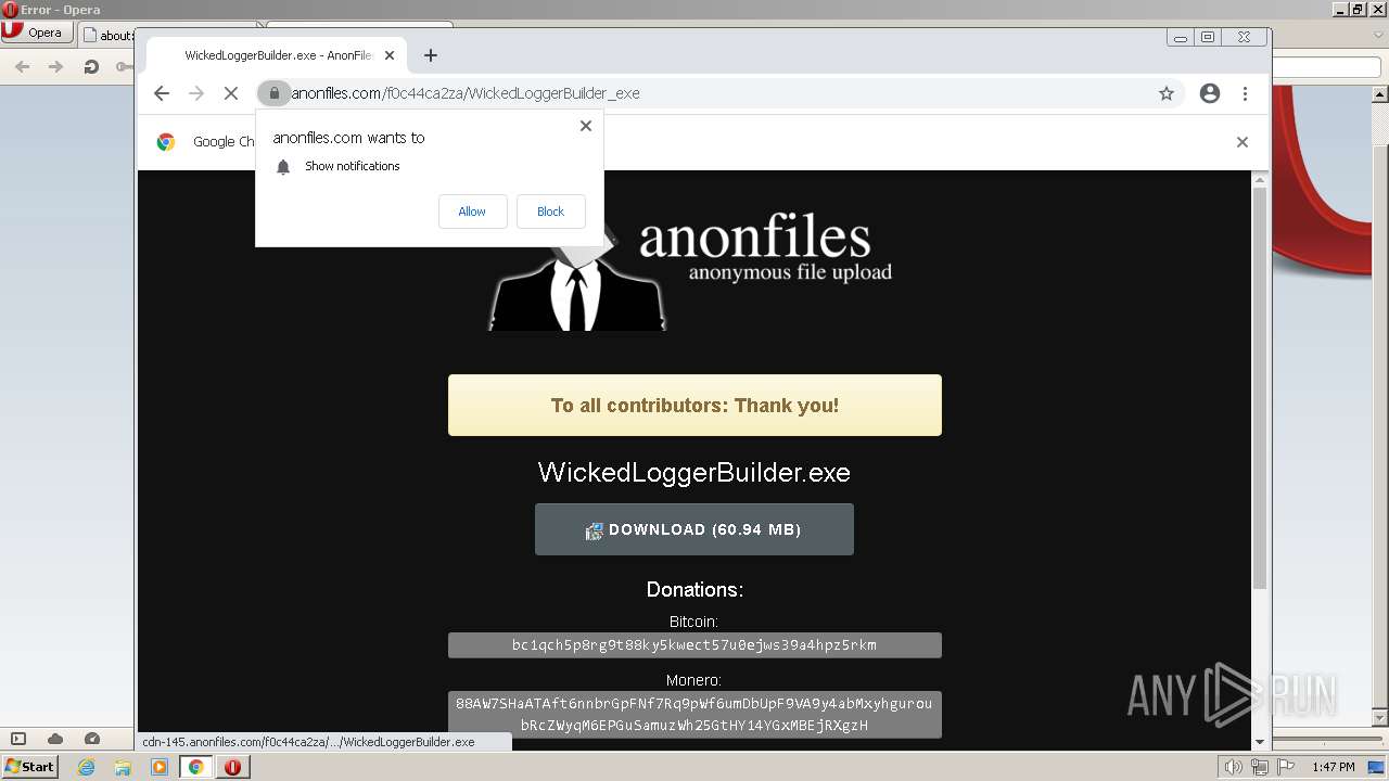 Malware analysis https://anonfiles.com/f0c44ca2za/WickedLoggerBuilder ...